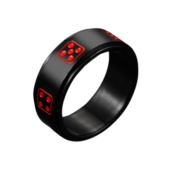 None | Jewelry | Dice Anxiety Spinner Fidget Ring Black Red Multiple ...